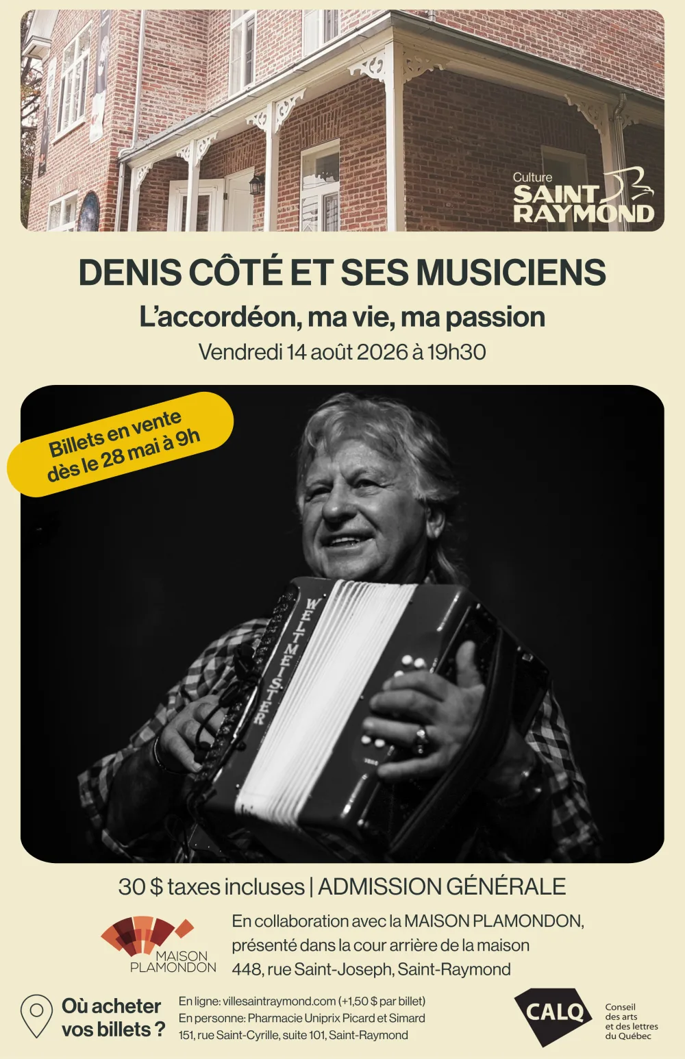 14 août - Denis Côté et ses musiciens - L'accordéon, ma vie, ma passion ...